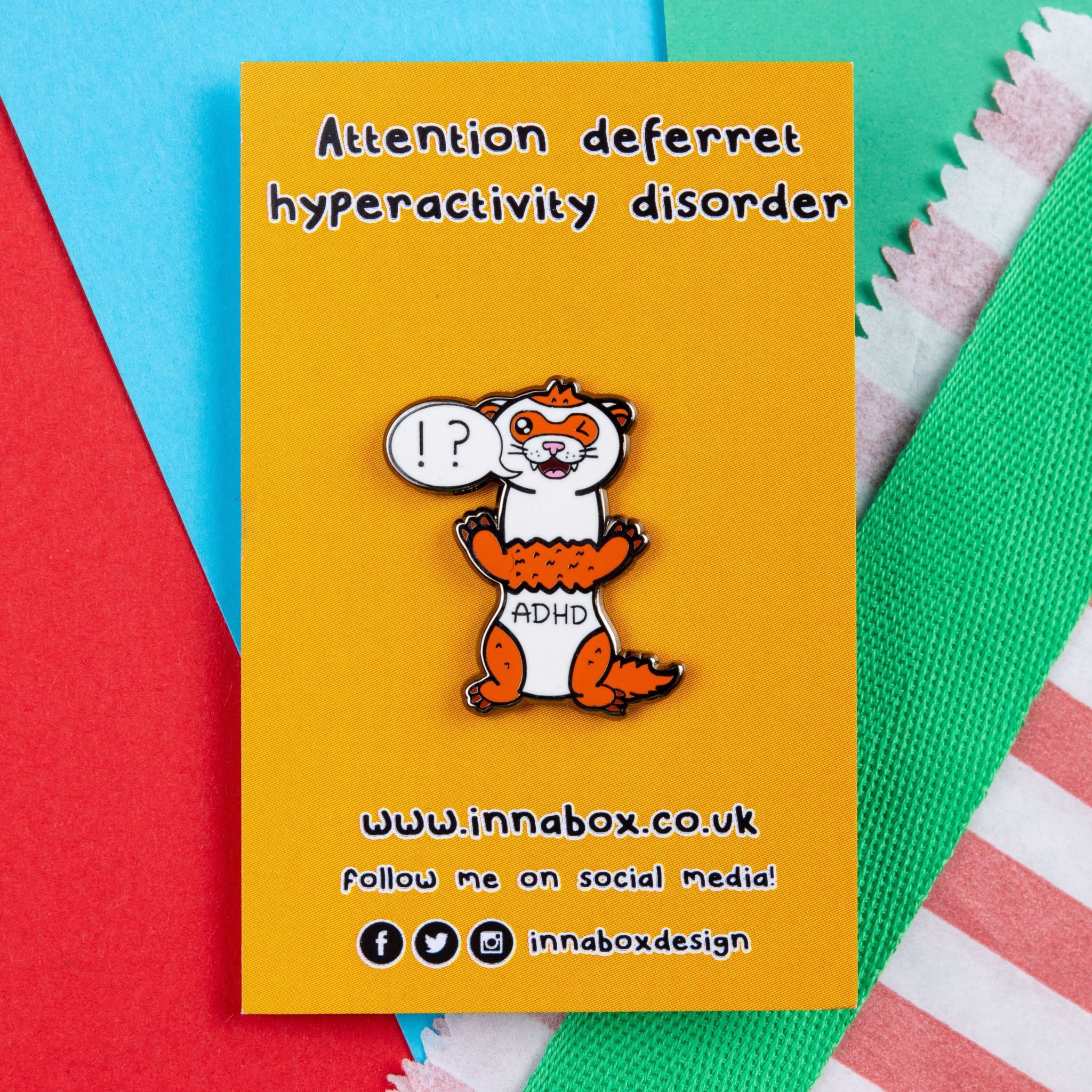 Attention Deferret Hyperactivity Disorder Ferret Enamel Pin - ADHD ...